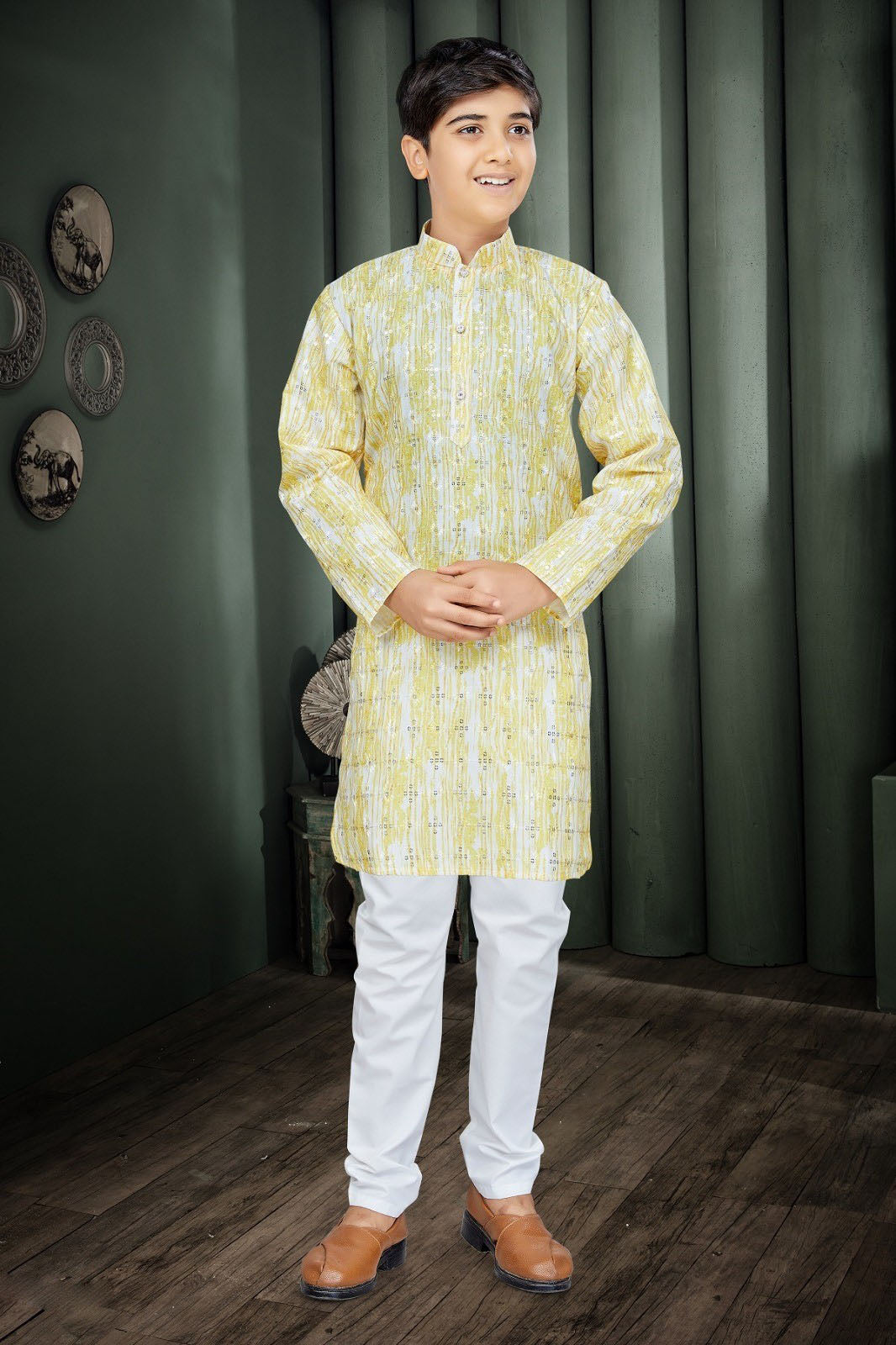Boys - Yellow Kurta with Pajama – Thogai Threads
